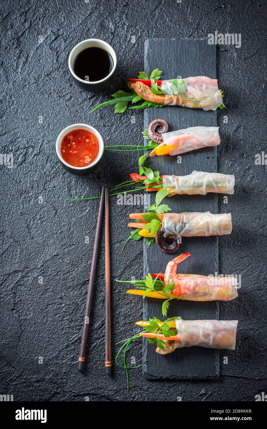 Homemade spring rolls made hi-res stock photography and images - Alamy
