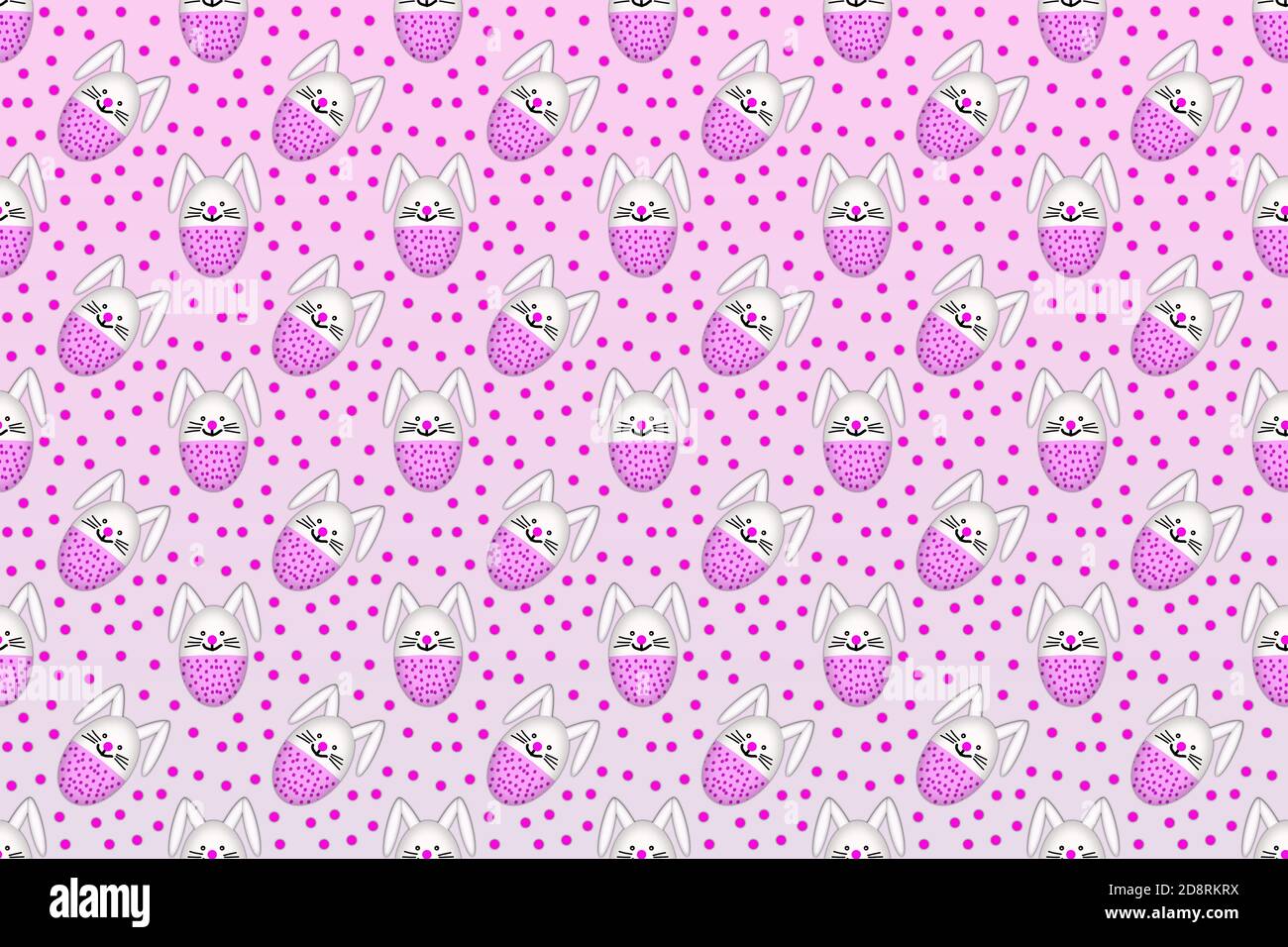 A seamless Easter background illustration of pink easter bunny eggs and ...