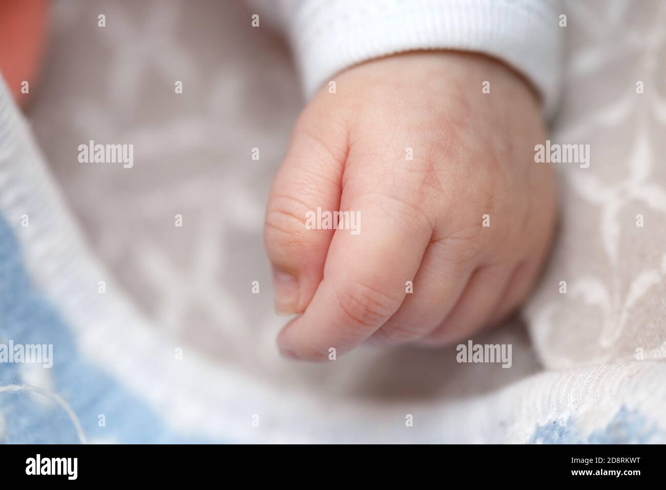 small fingers, hands of a newborn baby close-up. small depth of focus ...