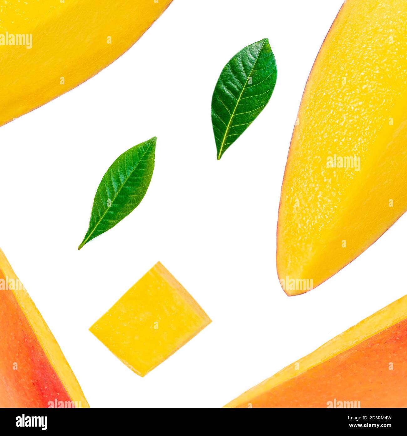 Mango Pattern. Mango fruit slices isolated on white background close-up ...