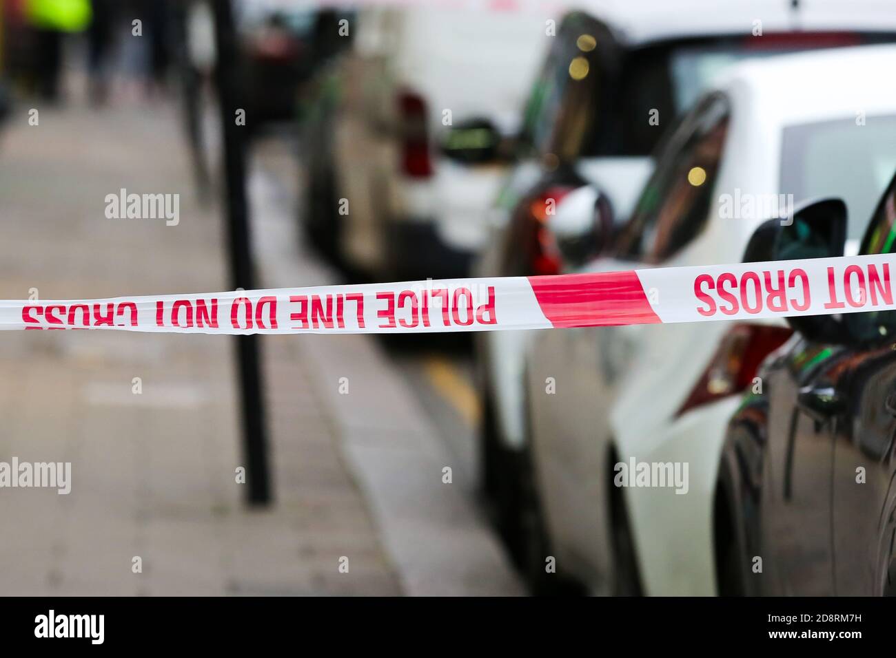 A police tape is seen at a crime scene in London Stock Photo - Alamy