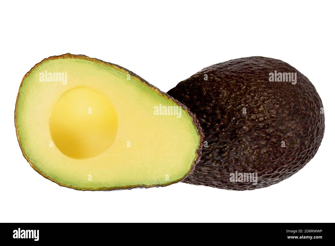 Avocado fruit Isolated on white background. Fresh Black Avocado with ...