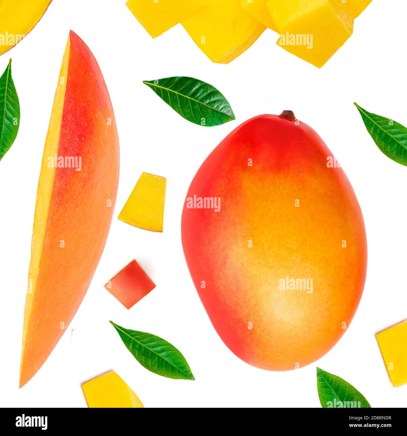 Mango isolated on the white background. Pile of fresh tropical mangoes ...
