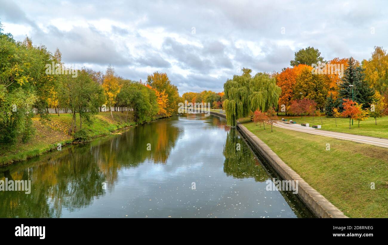 beautiful autumn park and river in Minsk, Belarus Stock Photo - Alamy