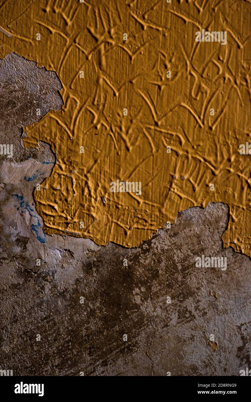 Abstract painted of rotten wall in orange or mustard color Stock Photo ...