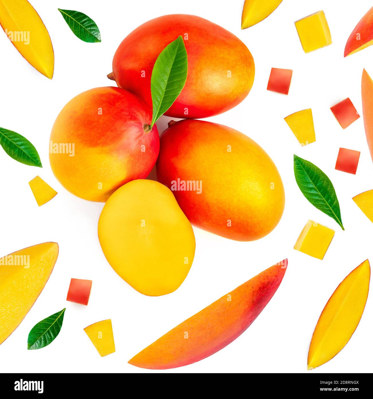 Mango isolated on the white background. Pile of fresh tropical mangoes ...