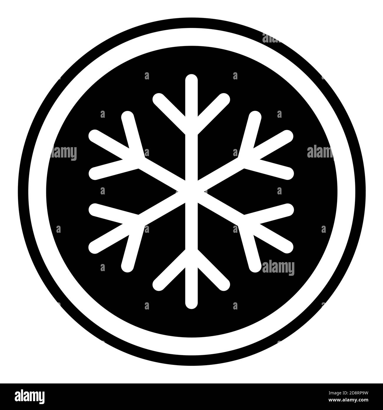 Snow winter icon, danger ice flake sign, risk alert vector illustration ...