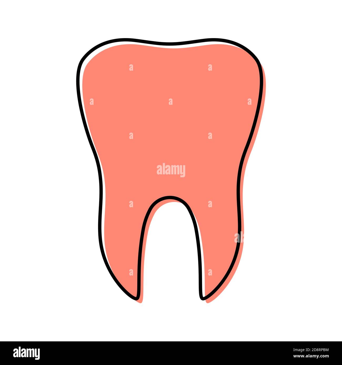 Red tooth flat icon isolated on white background. Tooth vector ...
