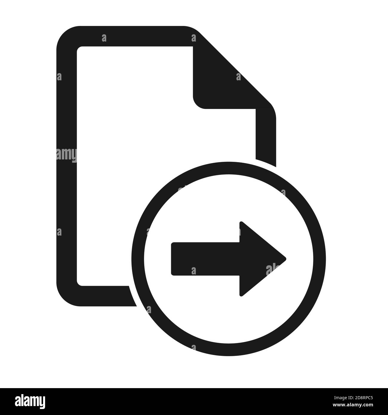 File flat icon with right arrow isolated on white background. Reply ...