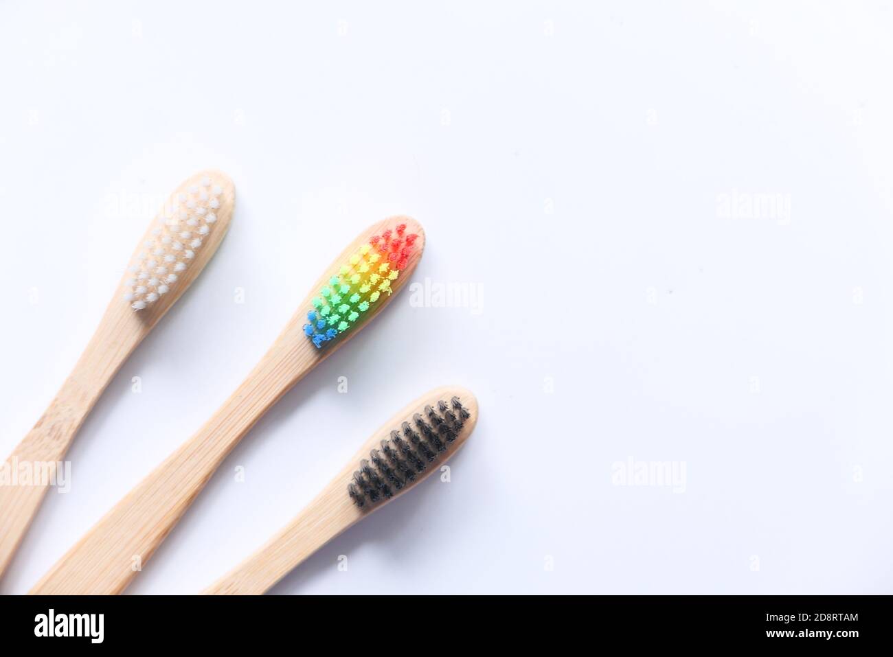 colorful toothbrushes on white background with copy space Stock Photo ...