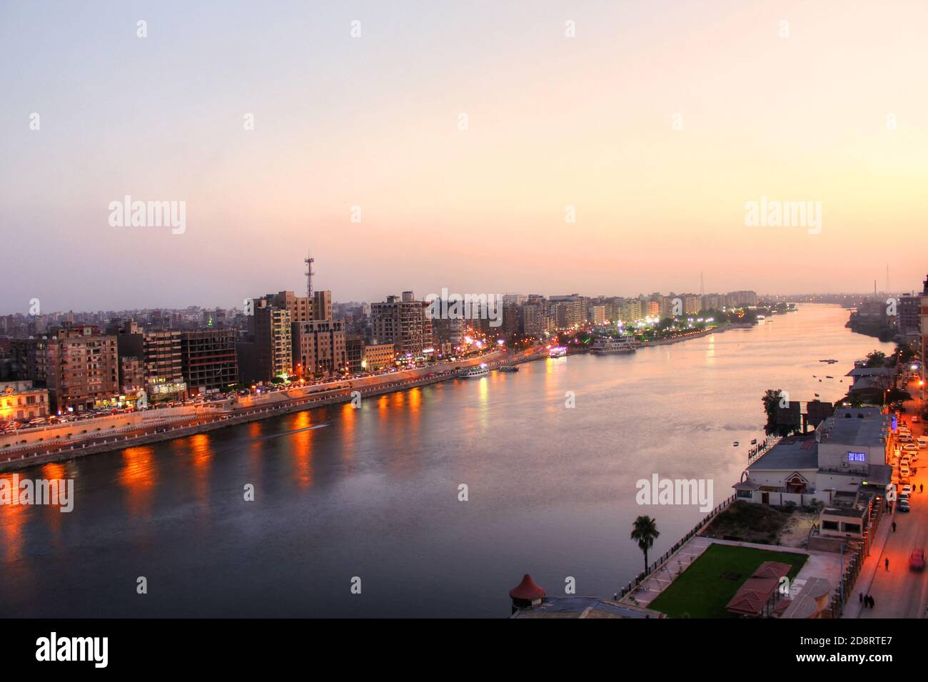El Mansoura / Egypt - 19 Jun 2012 - Landscape panoramic view of river ...