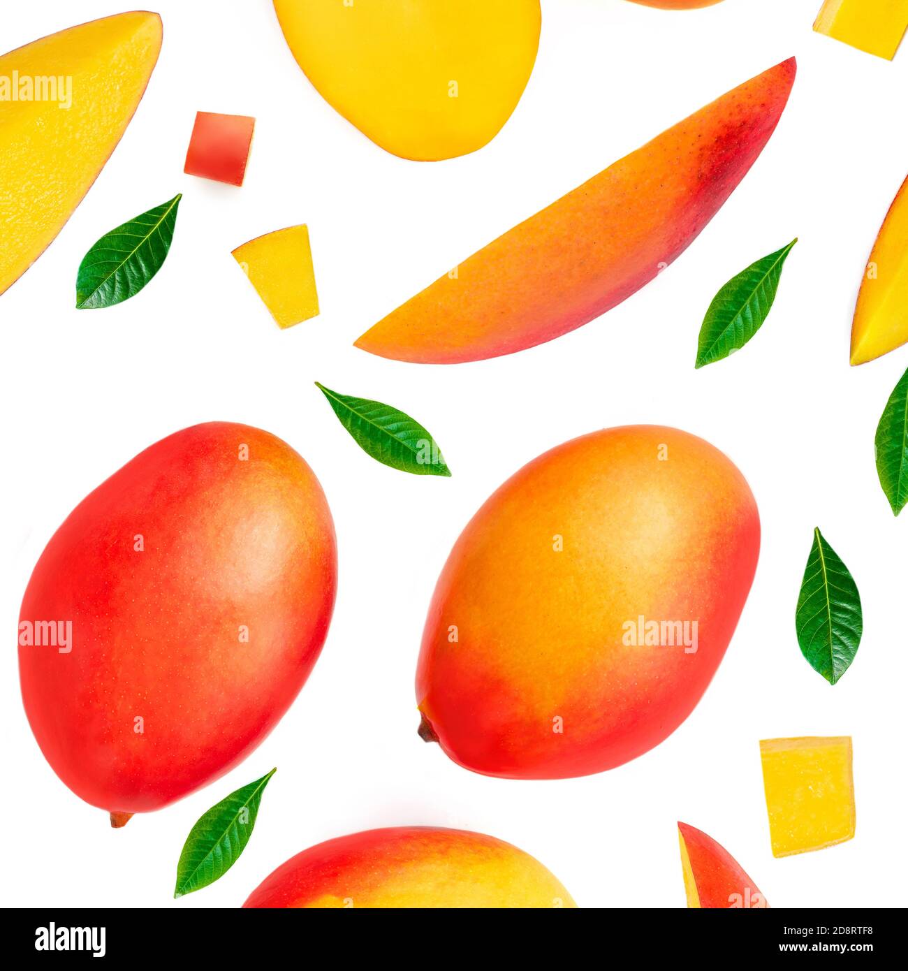 Mango isolated on the white background. Pile of fresh tropical mangoes ...