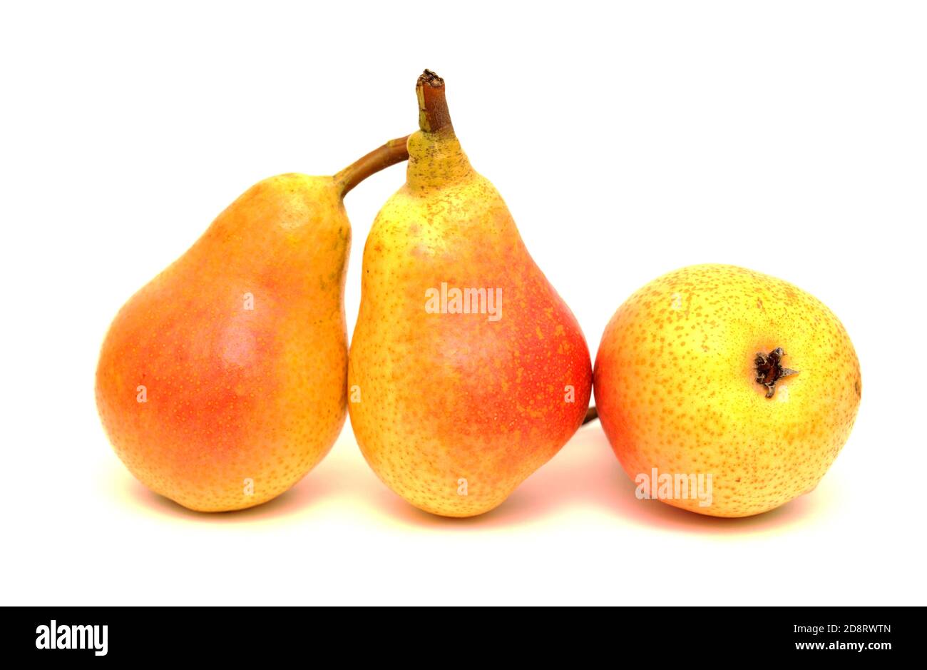 Small red and yellow pears isolated on white Stock Photo - Alamy