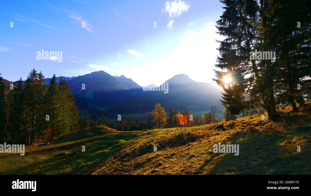Bad Hindelang, Germany: Sunset in the Bavarian alps Stock Photo - Alamy