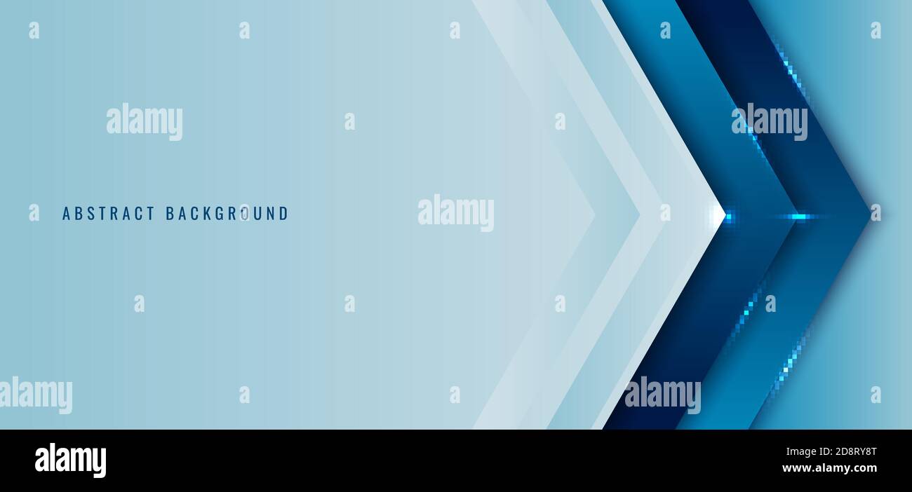 Banner web template blue angle arrow overlapping layer with lighting ...