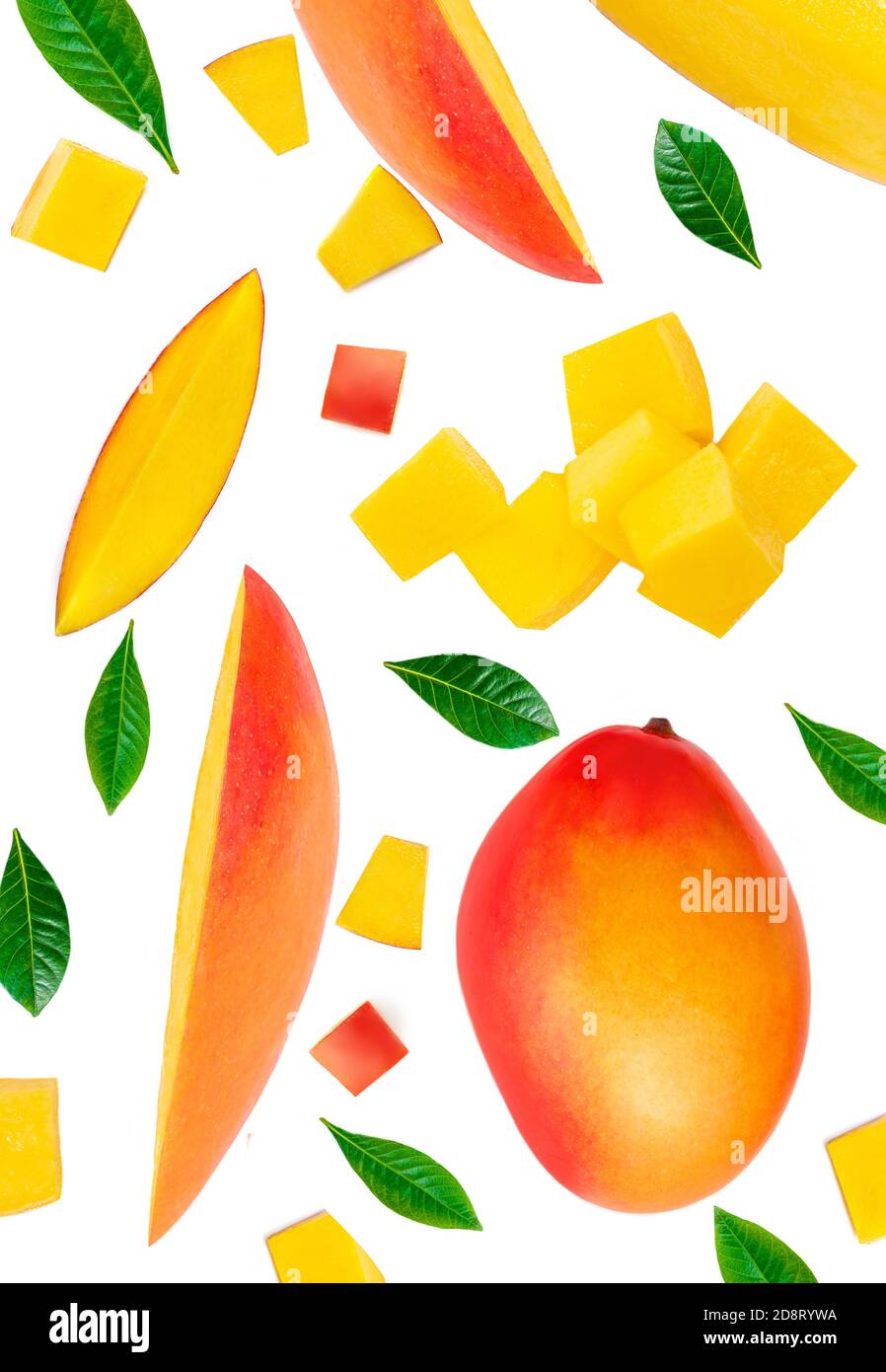 Mango fruit isolated on the white background. Flat lay. Creative layout ...