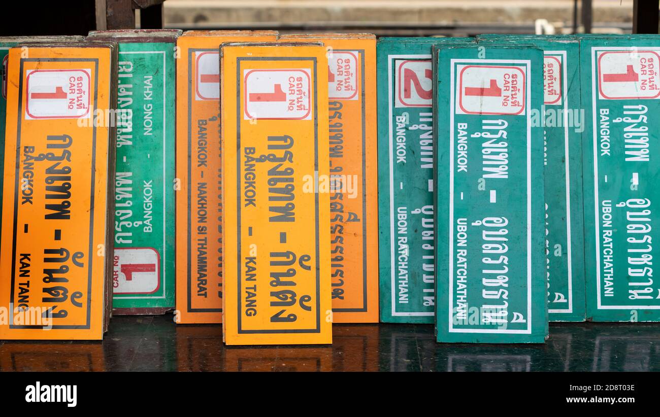 Destination train board signs, Bangkok Train Station, Hua Lamphong ...