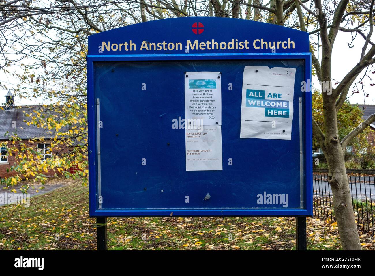 North Anston Methodist Church, Public information sign Stock Photo - Alamy