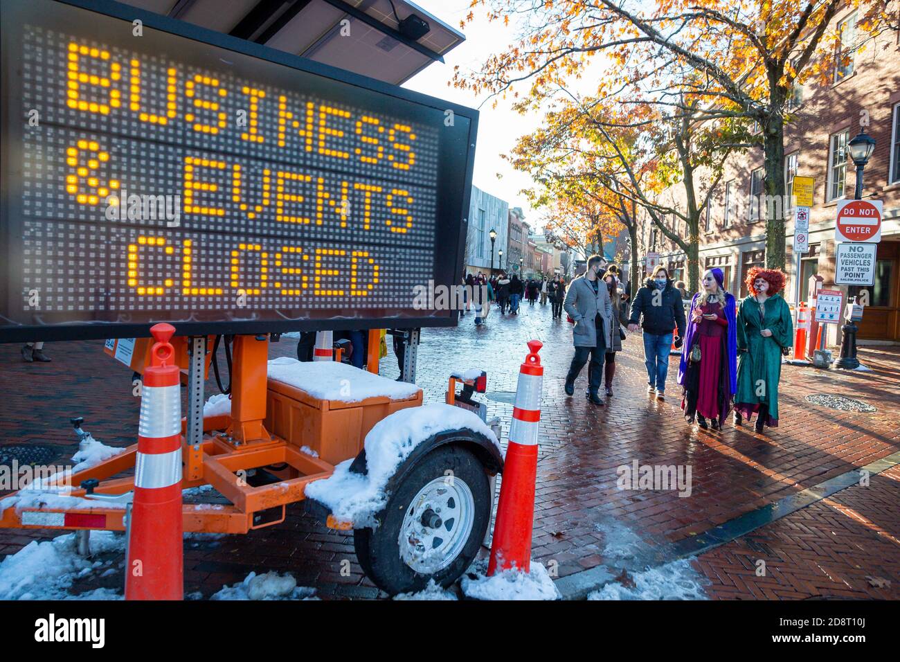 October 31, 2020. Salem, MA. Crowds in Salem on Halloween and heavy ...