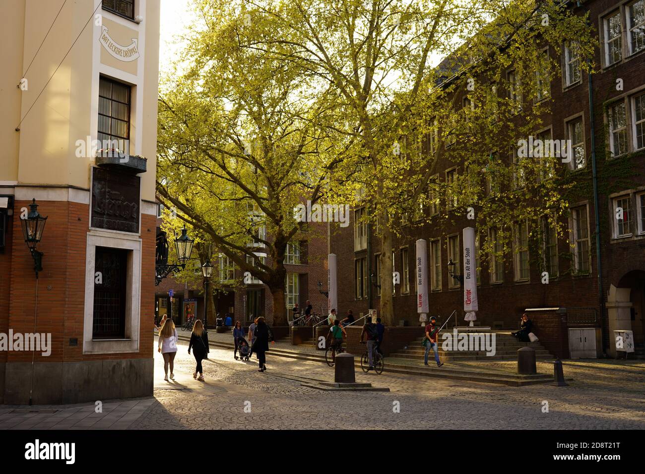 Typical romantic street in the historic Old Town with ancient brick ...