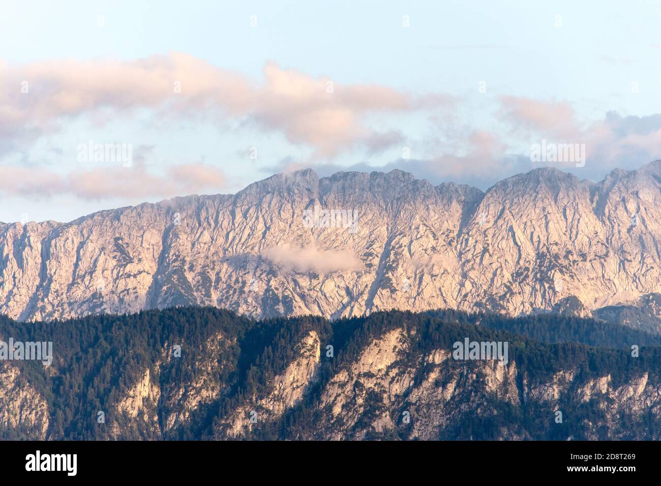 Evening light at the Wilder Kaiser ridge in the Inn valley Stock Photo ...