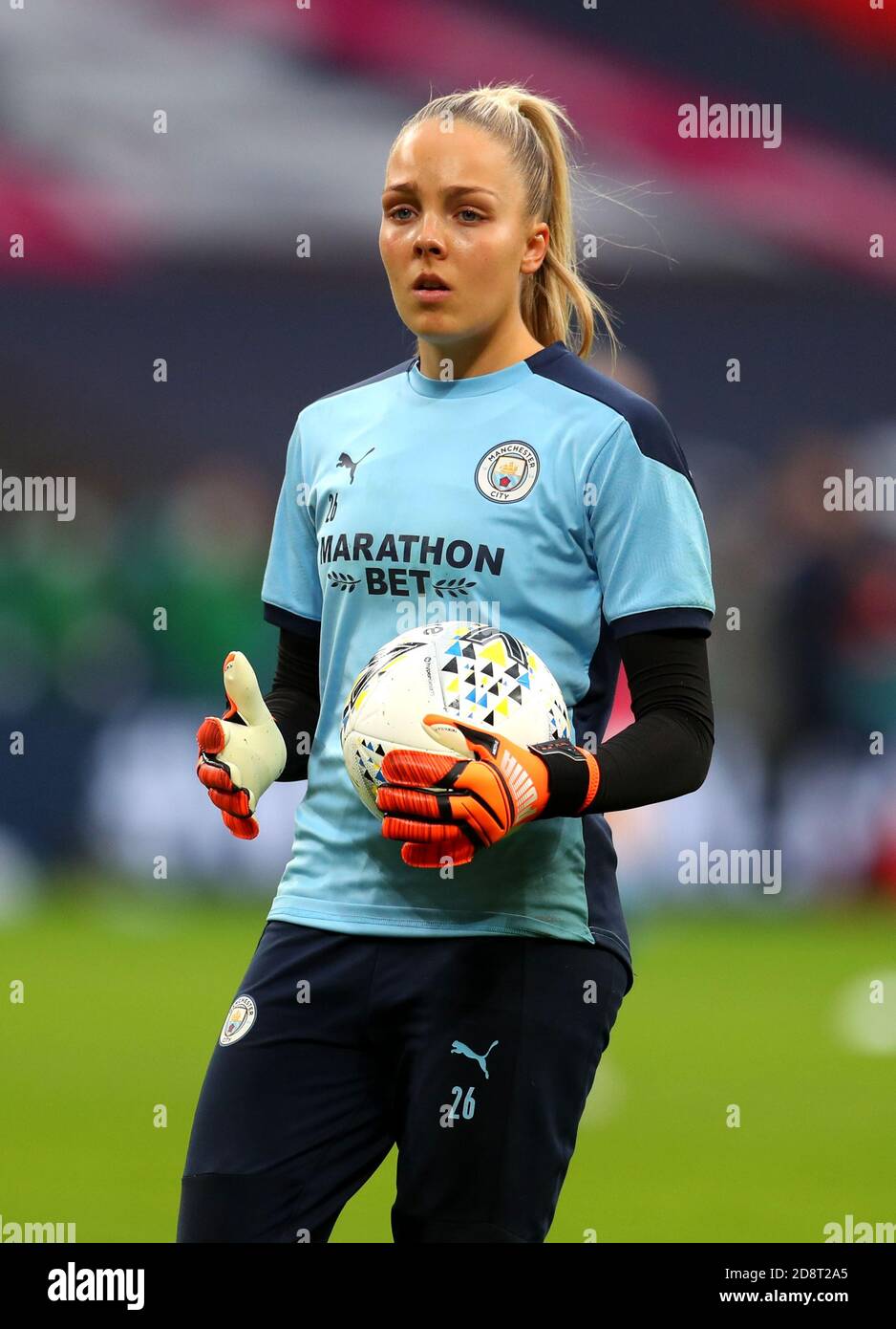 Manchester City's Ellie Roebuck warm up prior to the Women's FA Cup ...