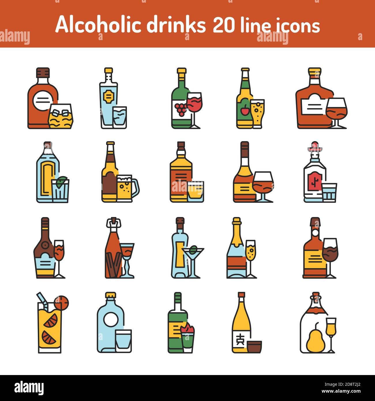 Tequila bottle alcoholic beverage outline hi-res stock photography and ...