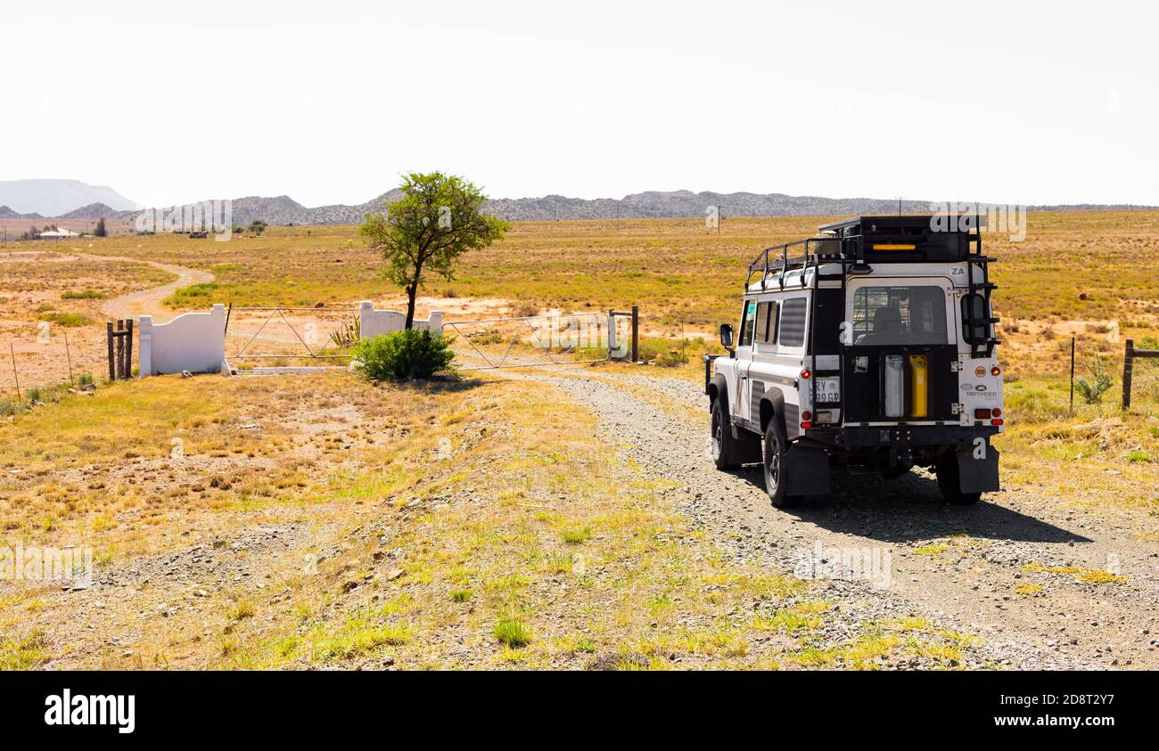 Karoo, South Africa - March 17 2019: Old Land Rover Defender parked ...