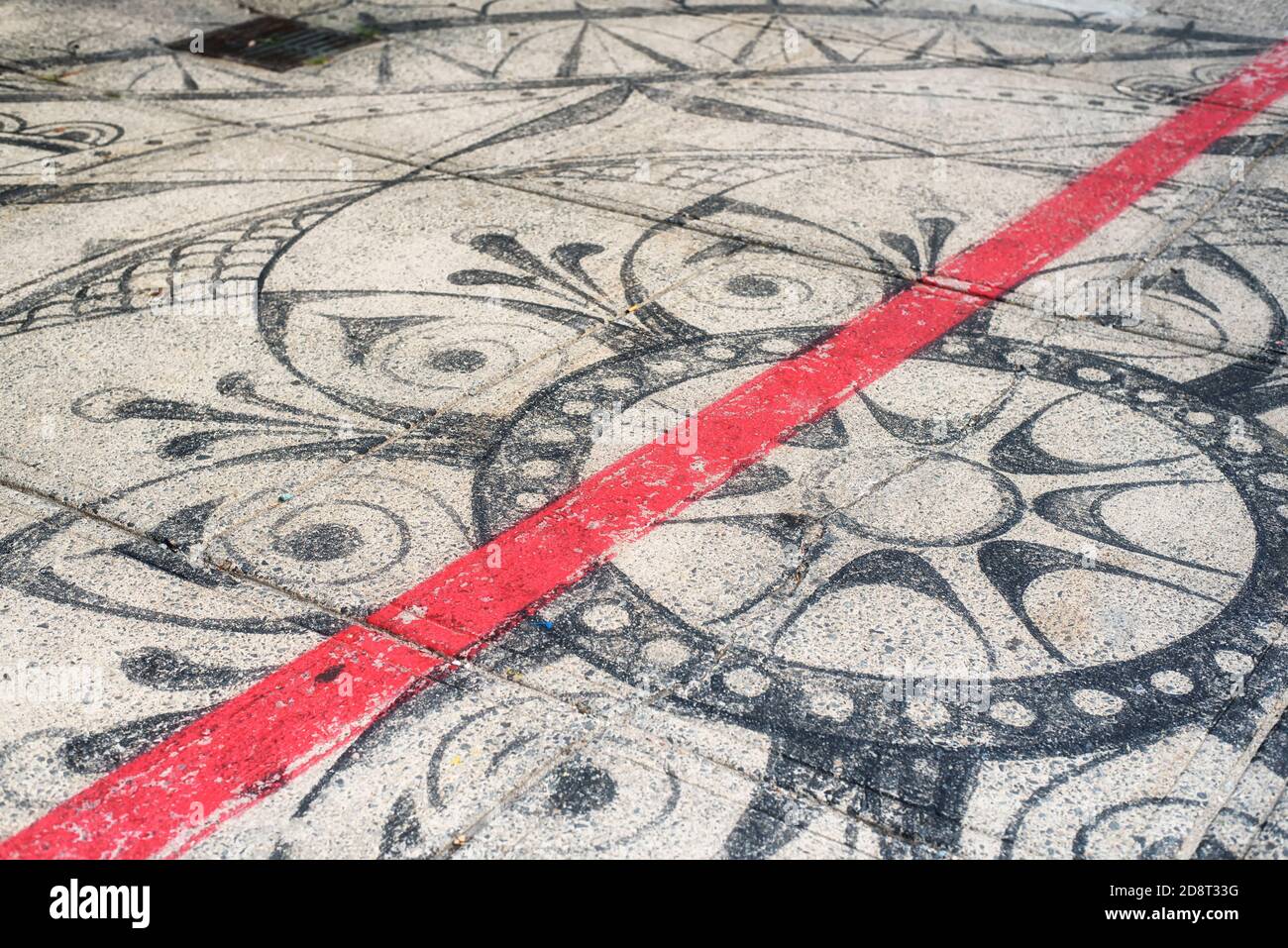 The red salem heritage trail on the sidewalks of salem massachusetts ...