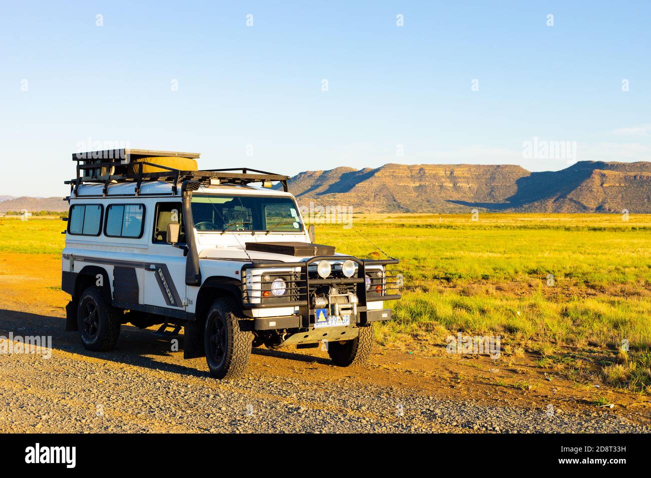 Karoo, South Africa - March 17 2019: Old Land Rover Defender parked ...