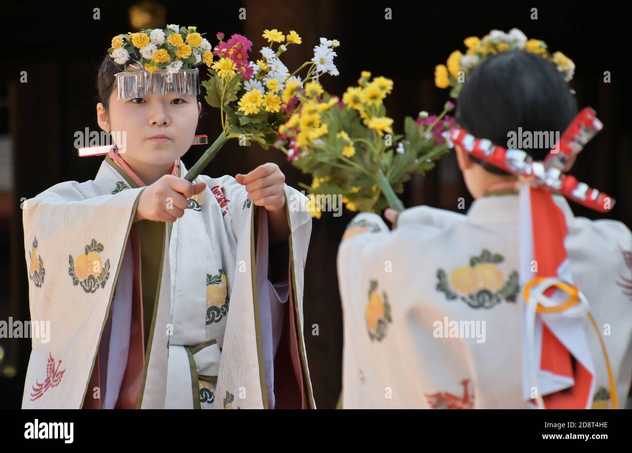 Tokyo, Japan. 01st Nov, 2020. Shrine maiden perform a newly dance ...