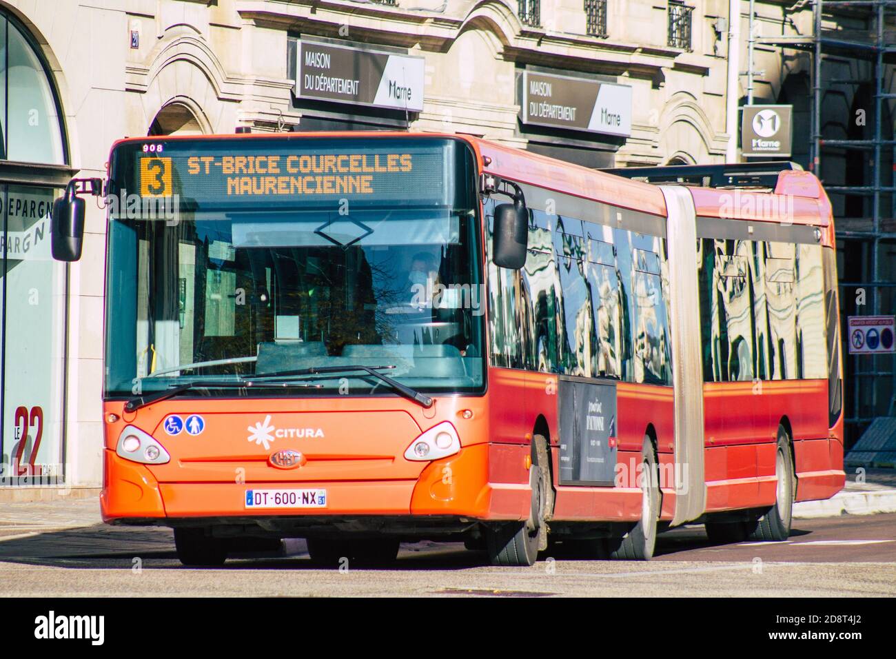 Reims France October 31, 2020 View of a traditional city bus for ...