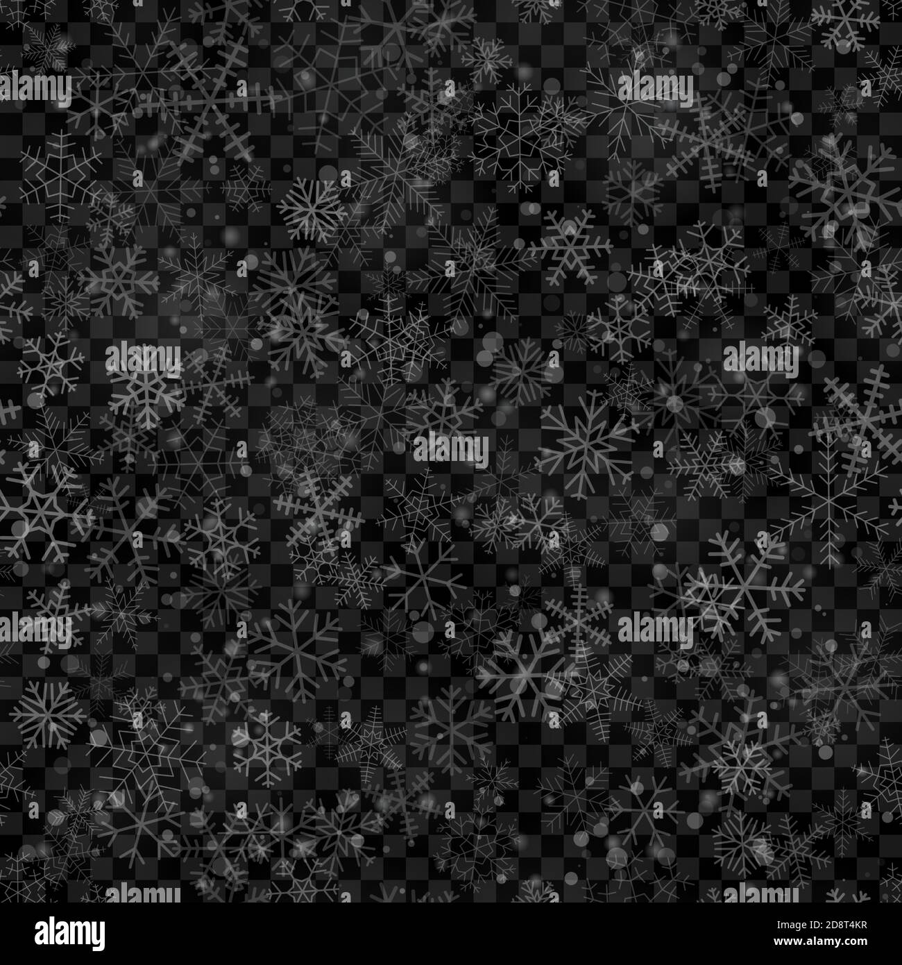 Christmas seamless pattern of snowflakes of different shapes, sizes and ...