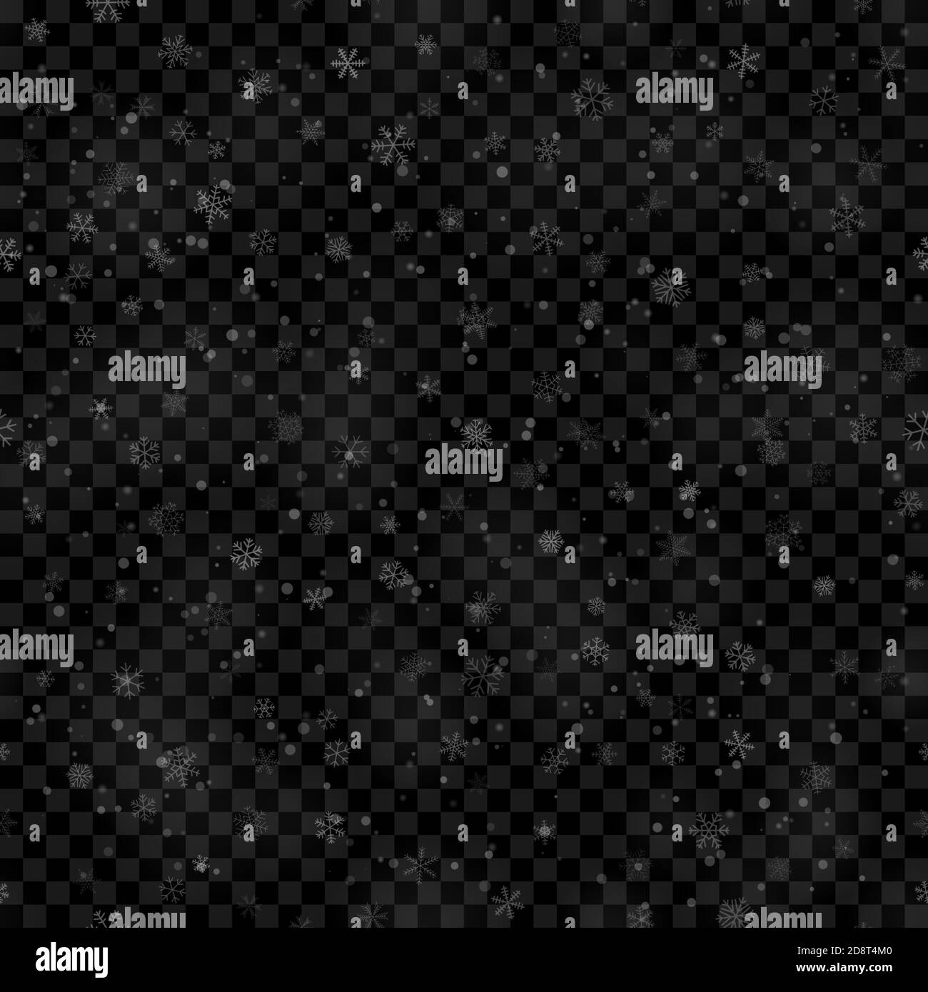 Christmas seamless pattern of snowflakes of different shapes, sizes and ...