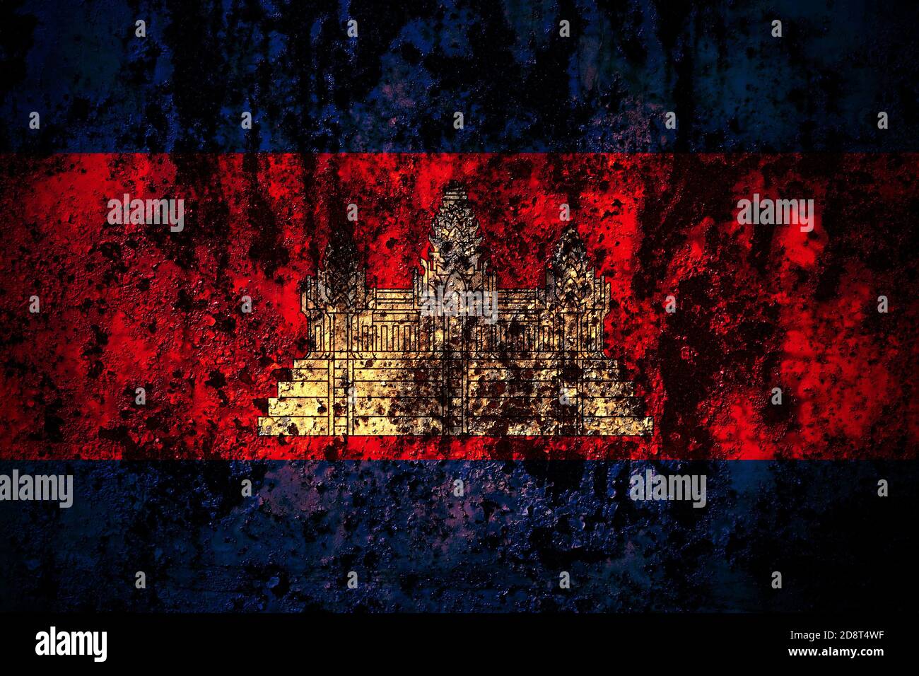 Cambodia, Cambodian, Khmer flag on grunge metal background texture with ...