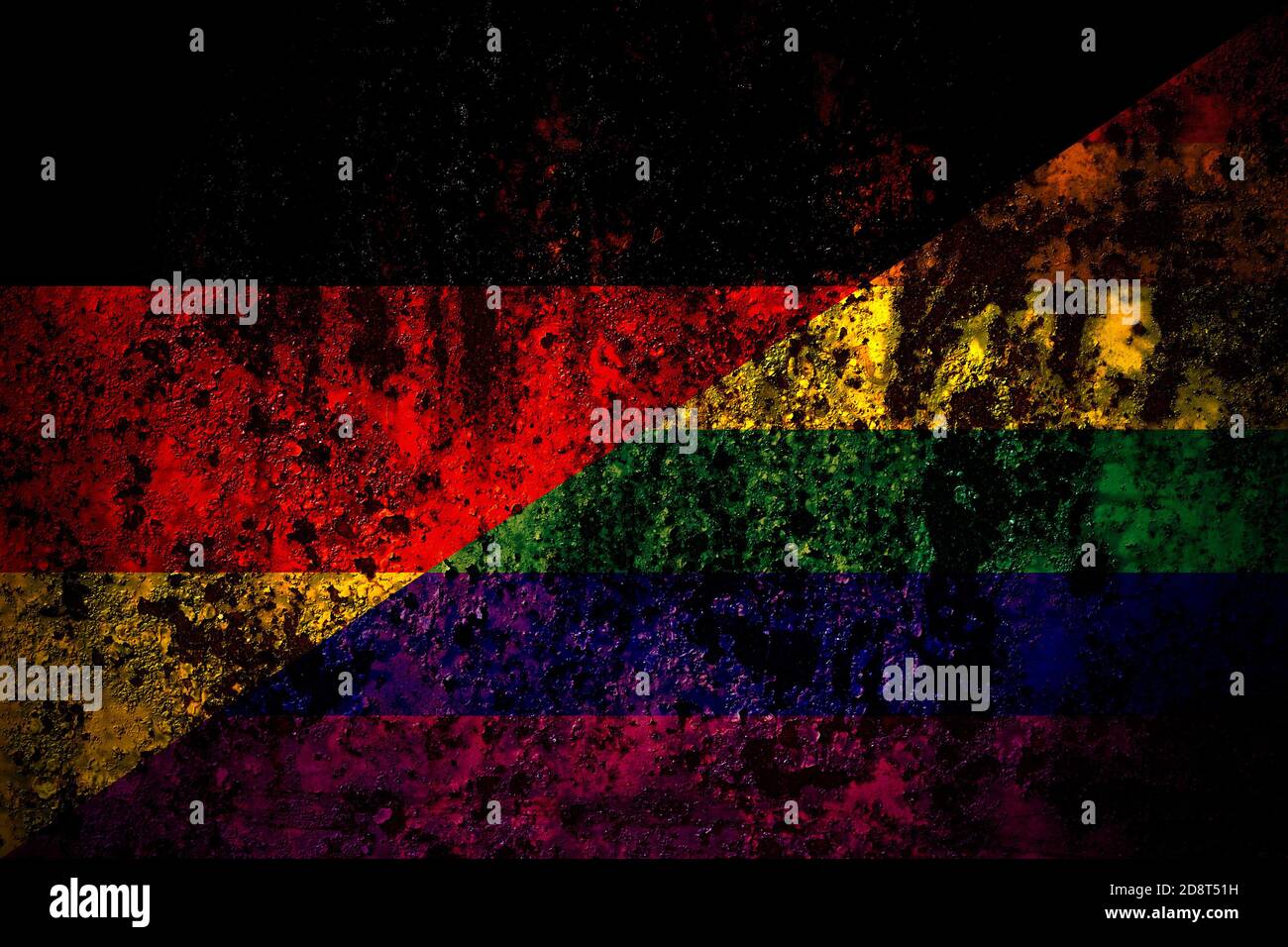 Germany, German, Gay, Pride flag on grunge metal background texture ...