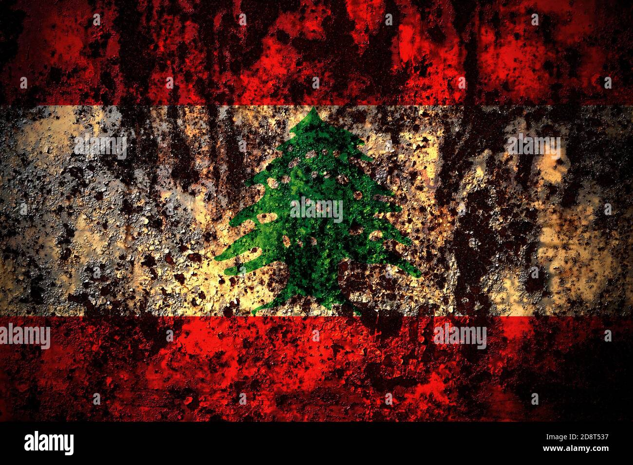 Lebanon, Lebanese flag on grunge metal background texture with ...