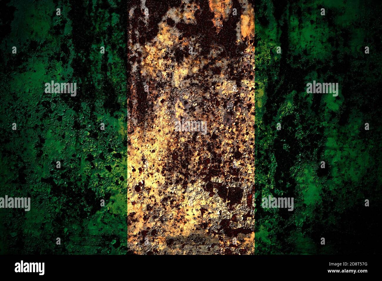 Nigeria, Nigerian flag on grunge metal background texture with ...