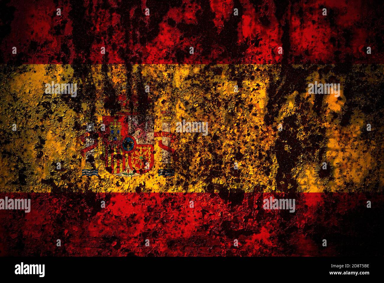 Spain, Spanish flag on grunge metal background texture with scratches ...