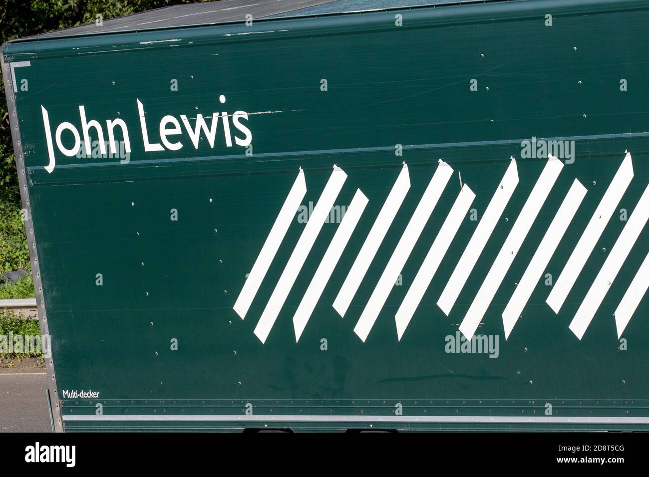 John Lewis; Haulage delivery trucks, articulated green lorry ...