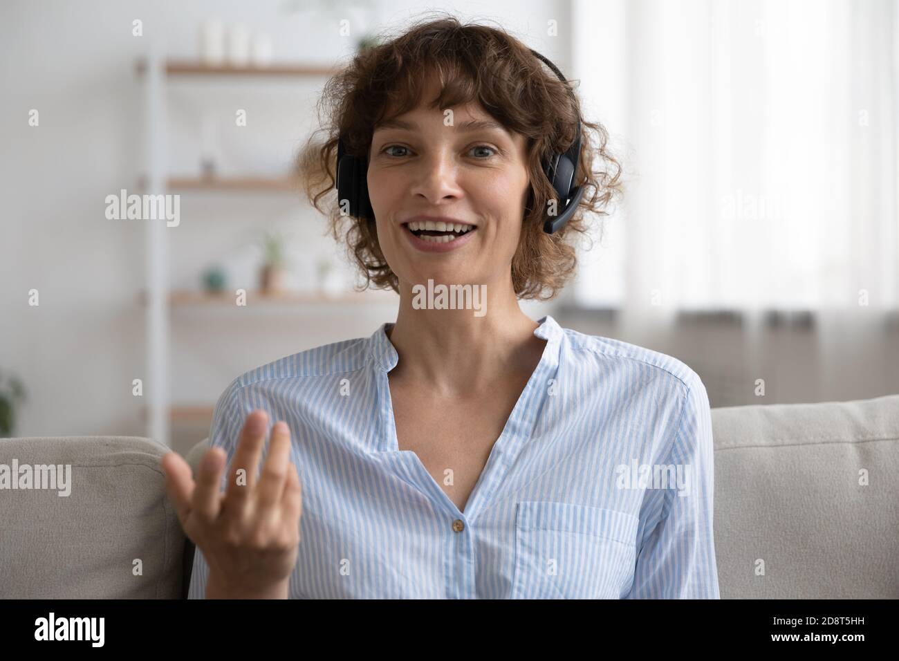 Portrait happy business woman speaking hi-res stock photography and ...