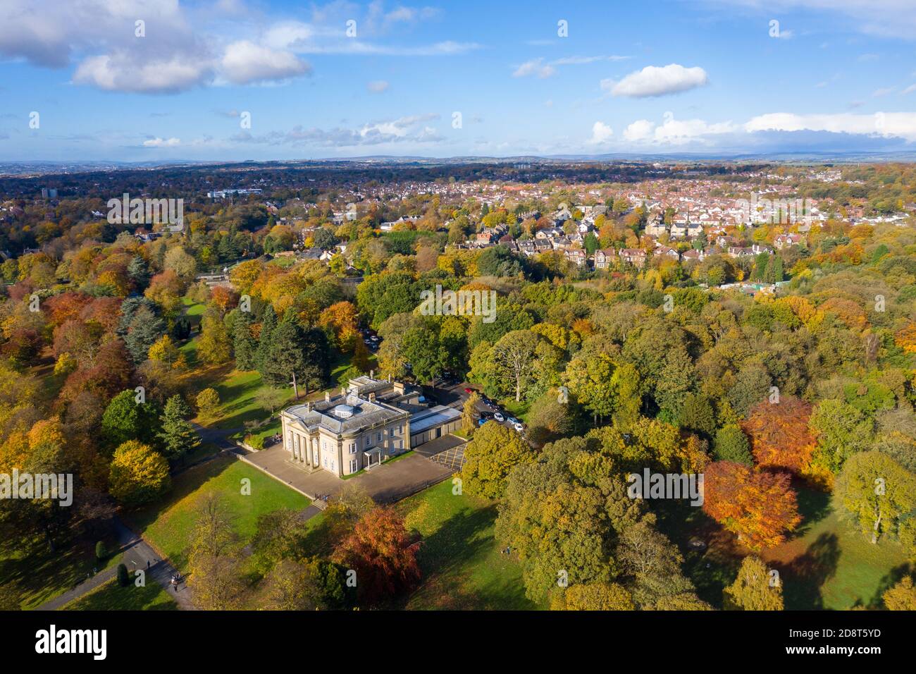 A beautiful aerial photo in the autumn fall at the park in Leeds West ...