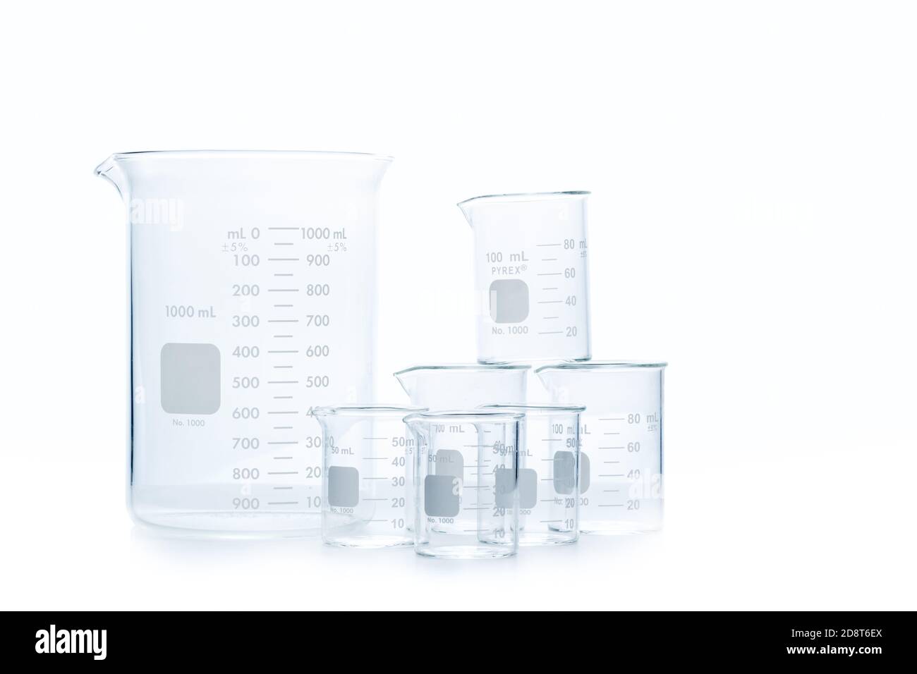 Mix size of measuring beakers for science experiment in laboratory ...