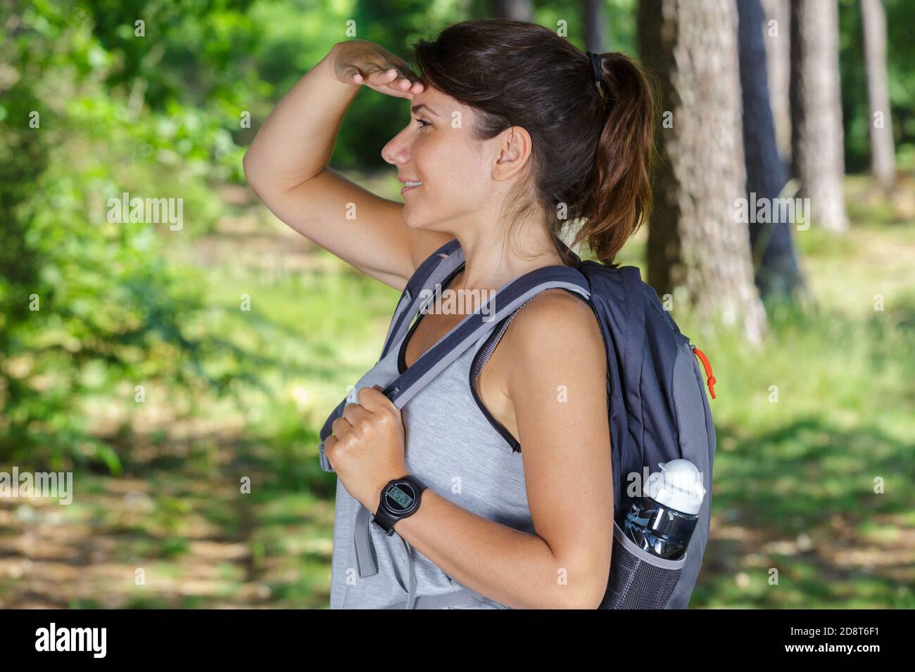 female hiker looking outdoors Stock Photo - Alamy