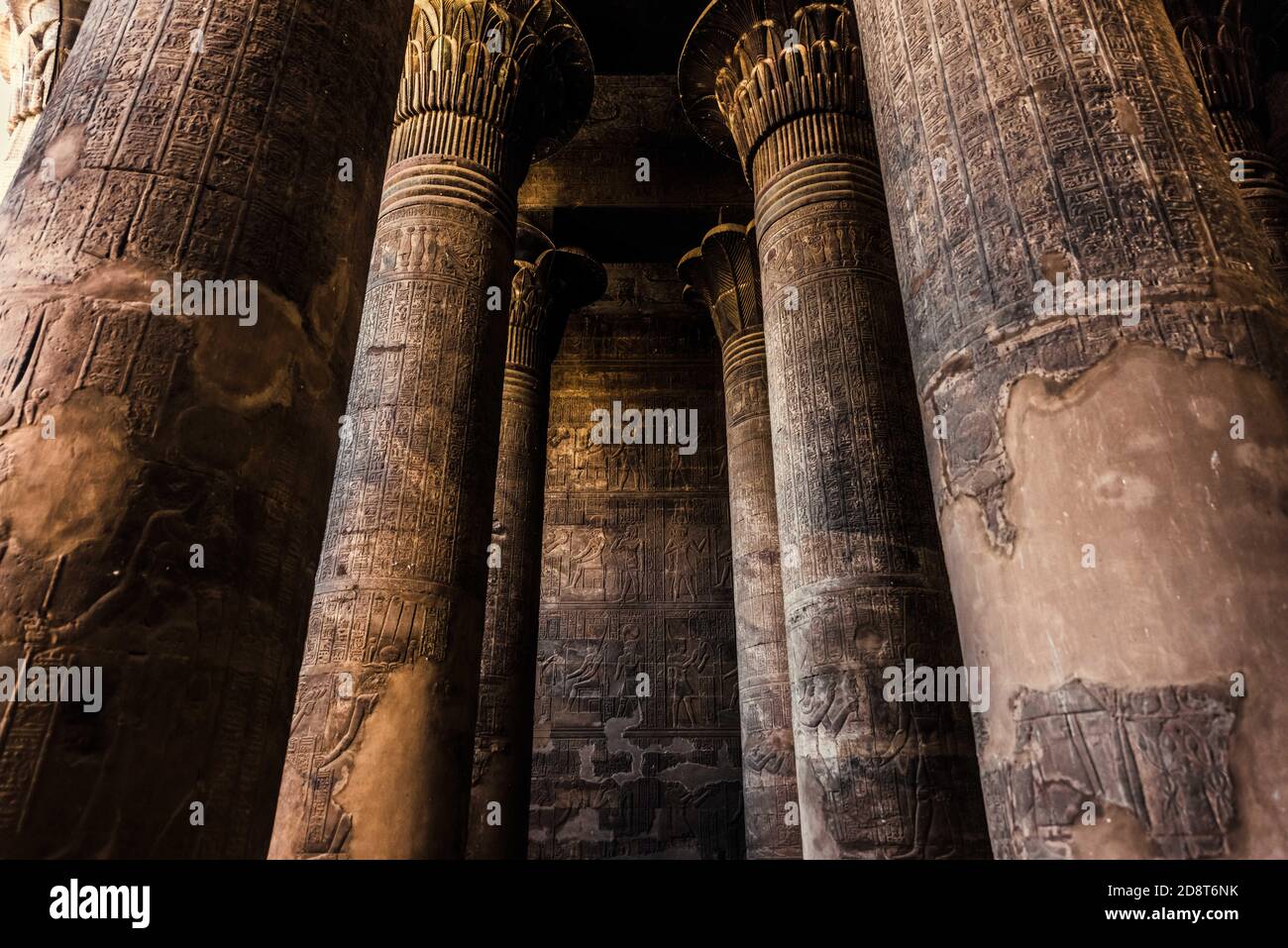 Columns and hieroglyphs in the Temple of Khnum at Esna Stock Photo - Alamy