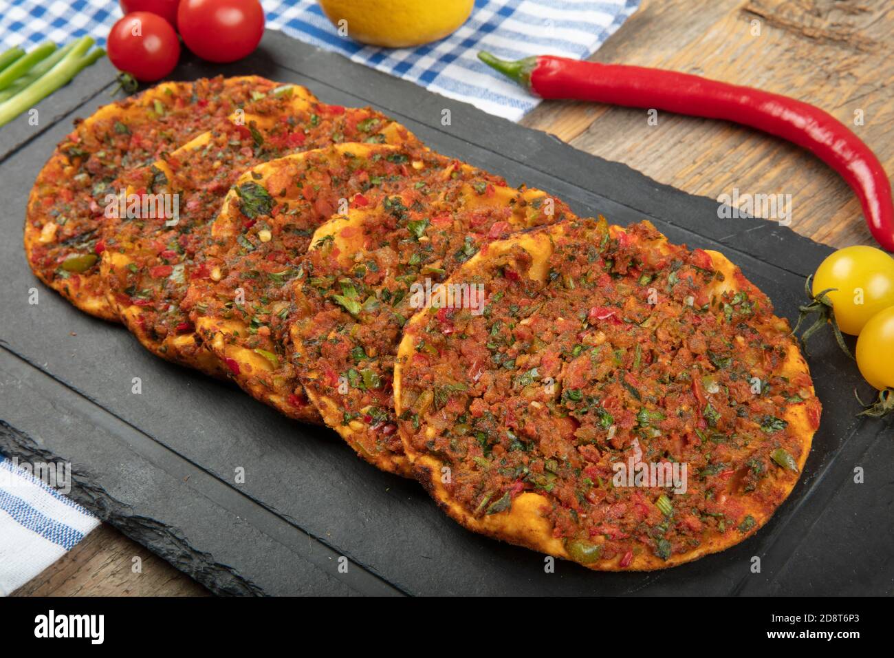 Turkish mini pizza Lahmacun,mini lahmacun. Turkish name; findik ...