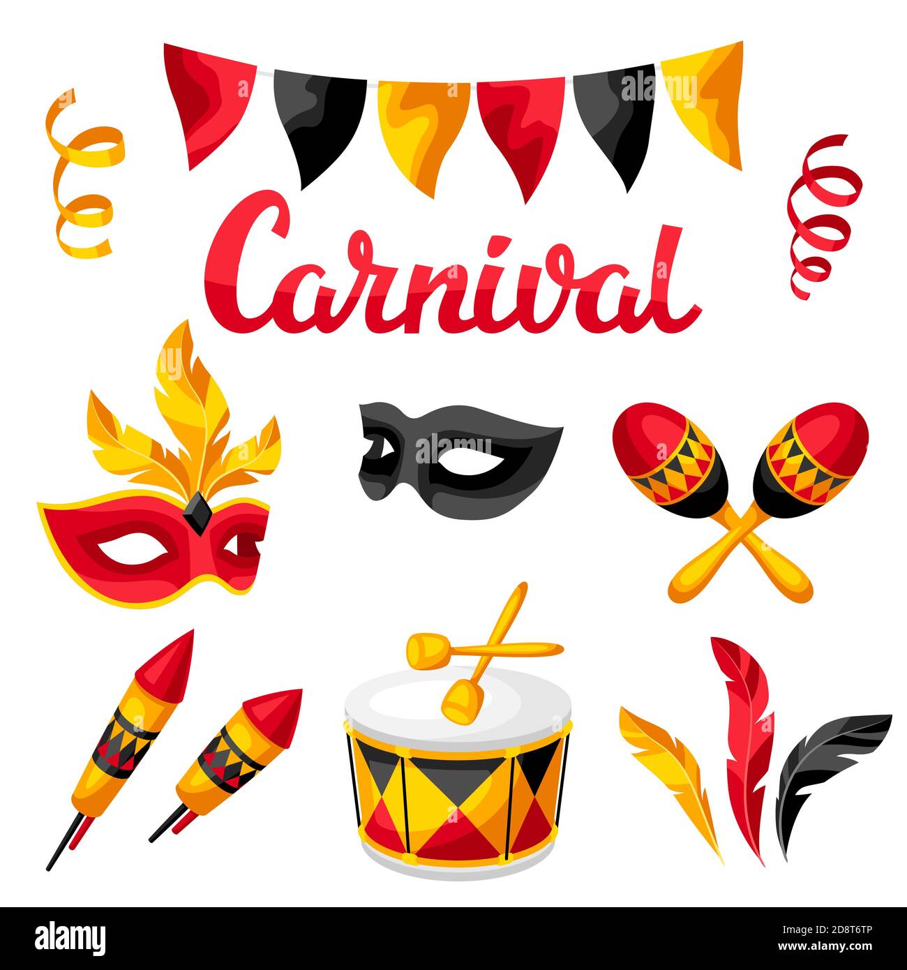 Carnival party seamless pattern with celebration icons, objects and ...