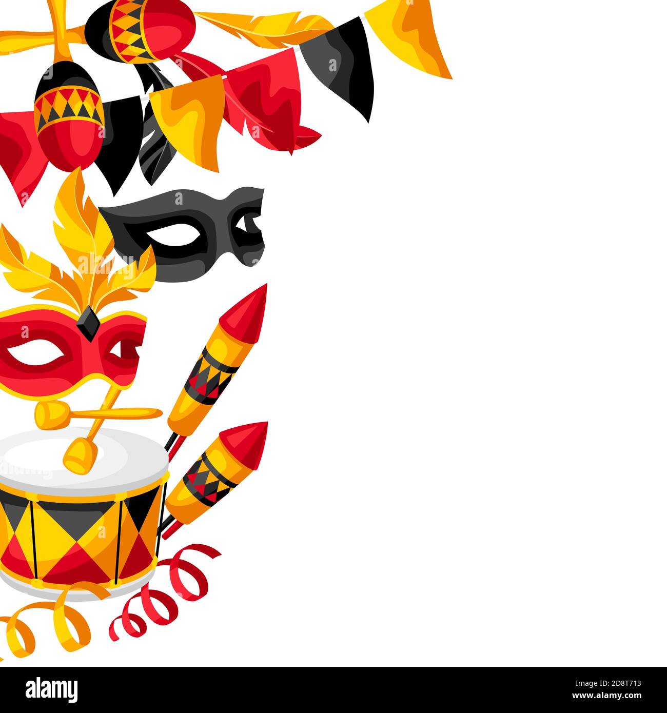 Carnival party background with celebration icons, objects and decor ...