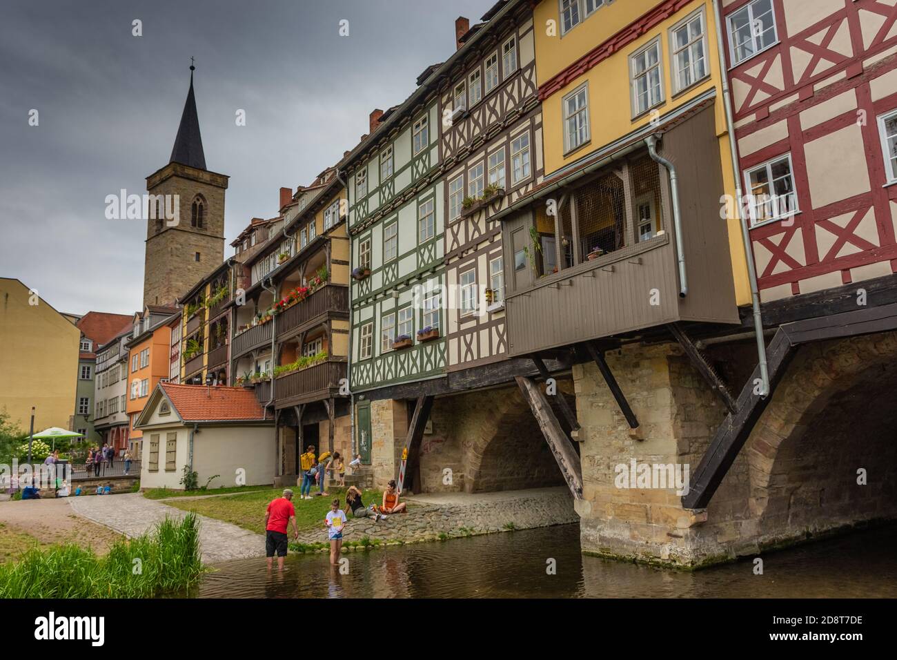 ERFURT. GERMANY, 28 JULY 2020: The Kramerbrucke inhabited bridge Stock ...