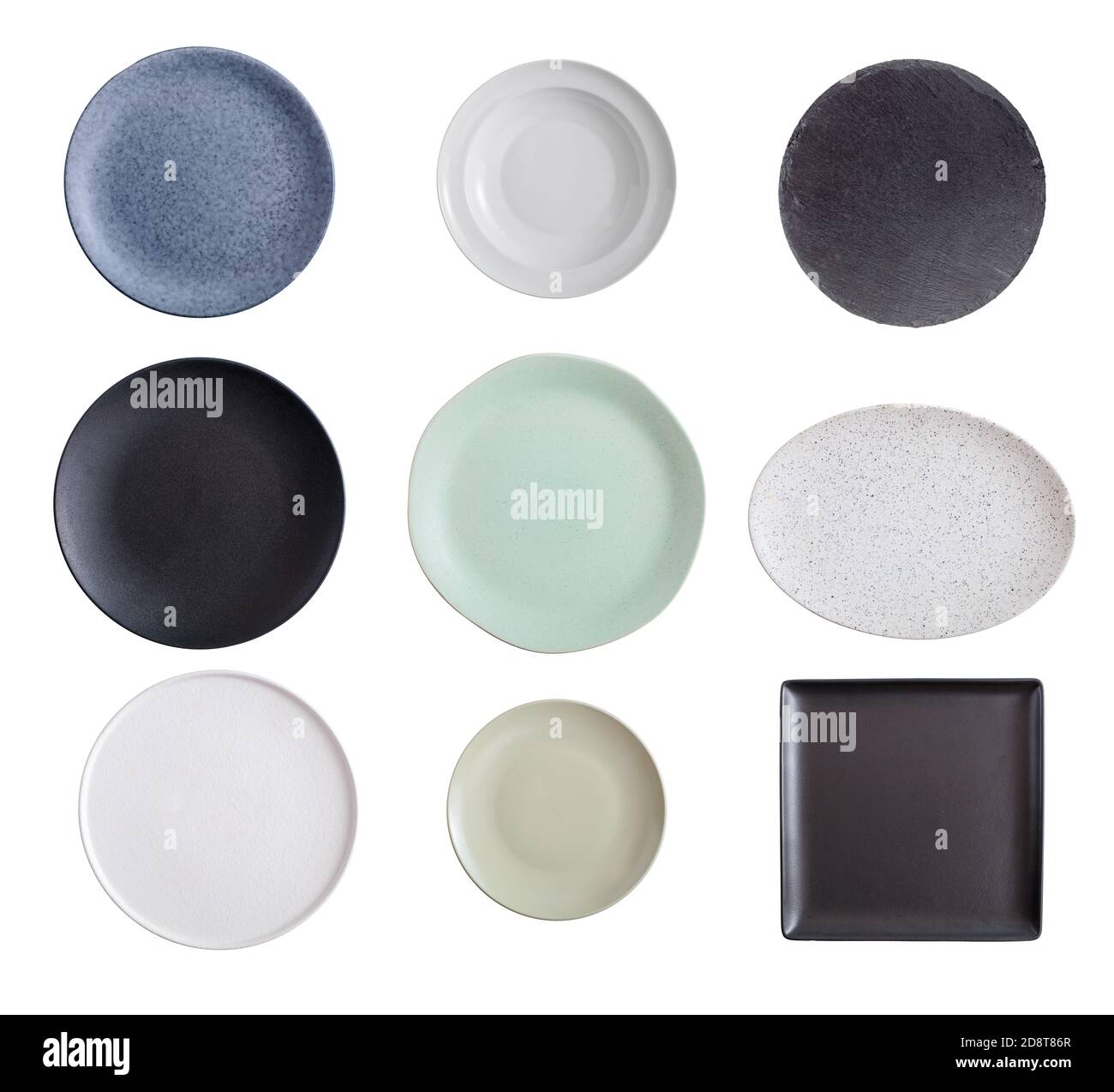 Various plates isolated on white Stock Photo - Alamy